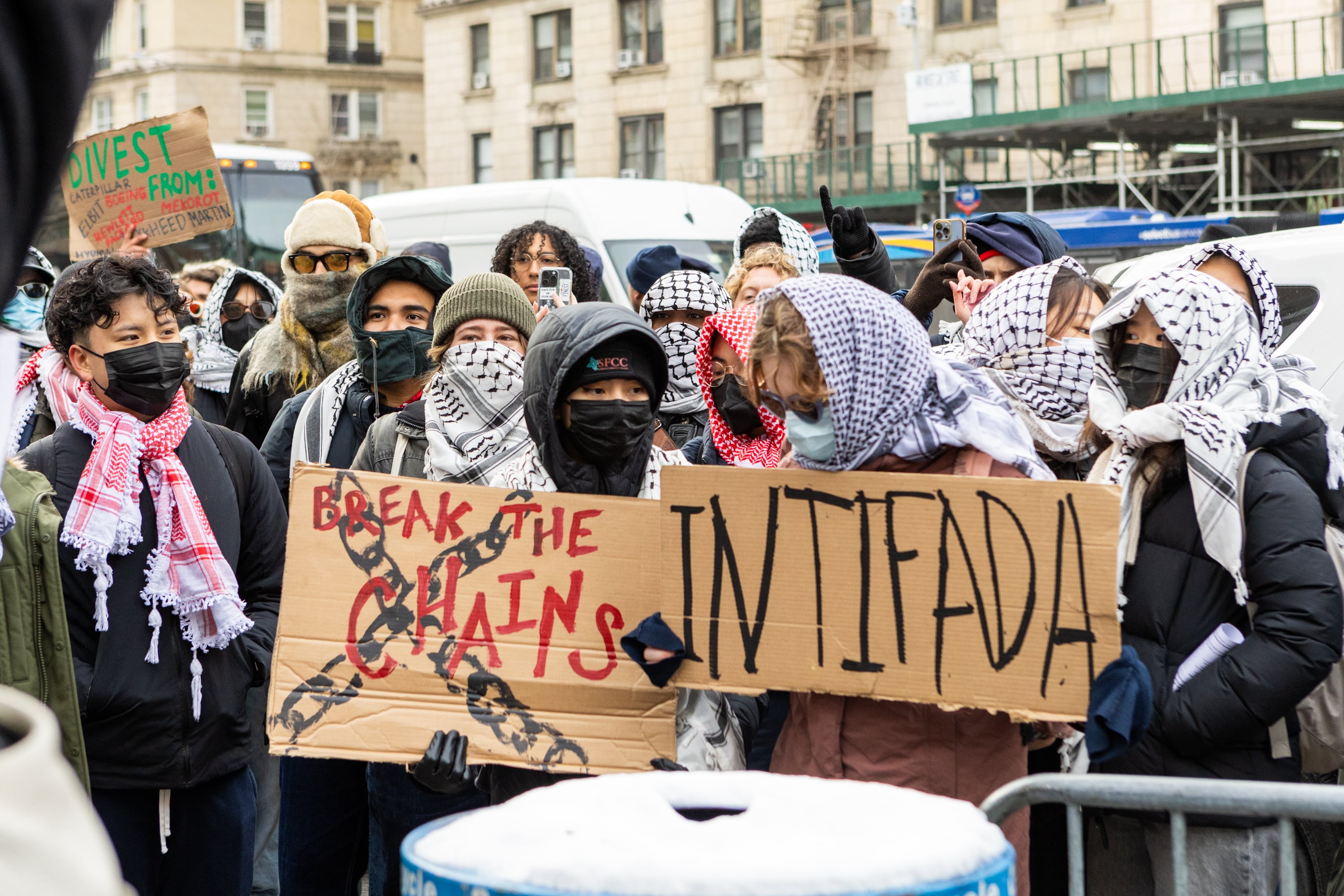 Pro-Palestinian protesters hold demonstration on first day of spring ...